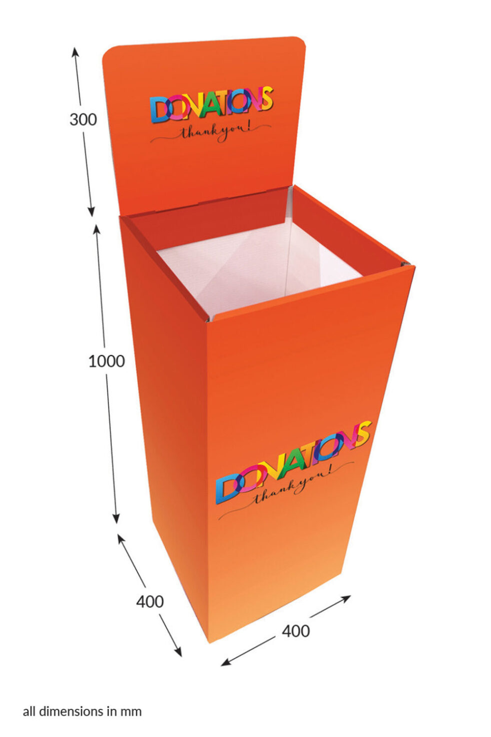 Square Dump Bin With Header - Fully Printed